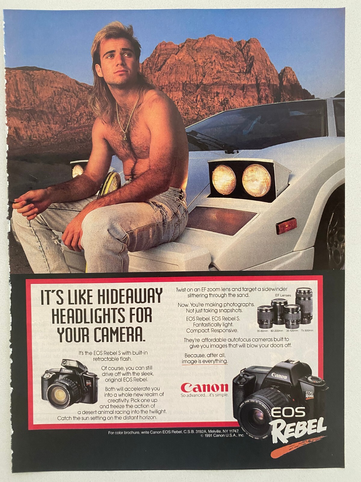 Canon EOS Rebel Andre Agassi Vintage 1991 Magazine Ad | eBay