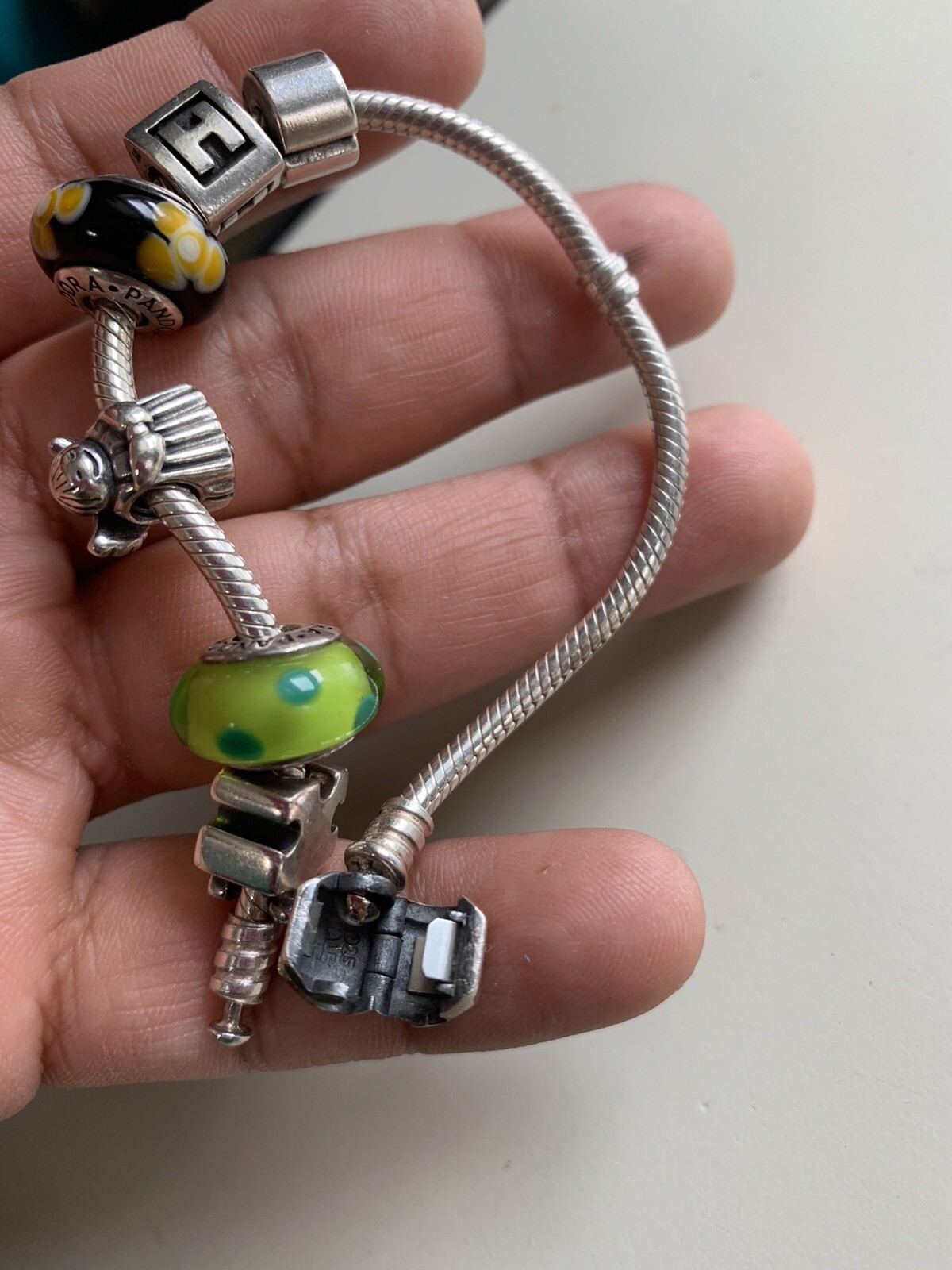 Authentic Pandora Bracelet with 5 pandora Charms STER… - Gem