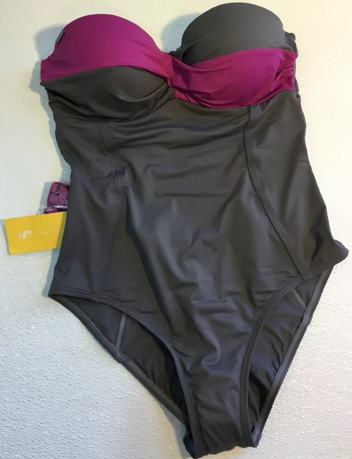 NEW LOLE Womens Push Up Swim Bathing Suit Medium Magenta Purple Strap ...