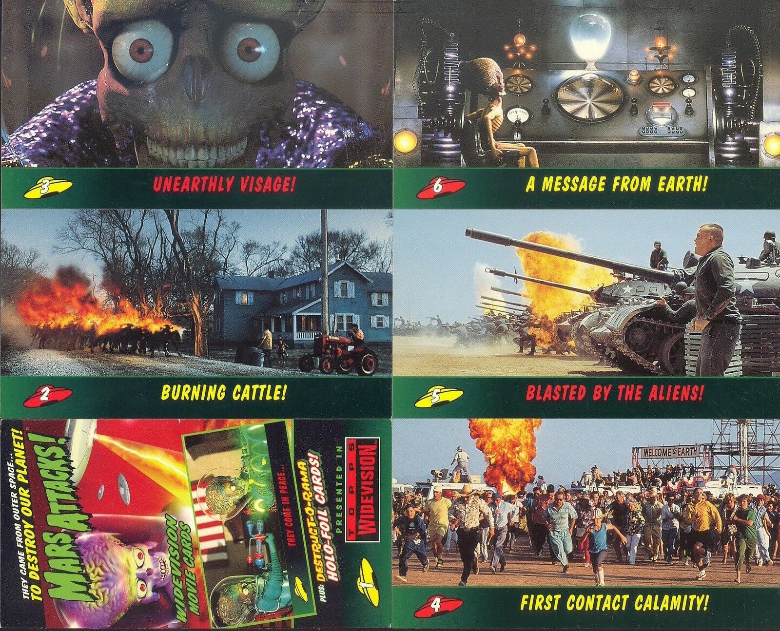MARS ATTACKS WIDEVISION TOPPS 1996 THE MOVIE SET OF 72 CARDS | eBay
