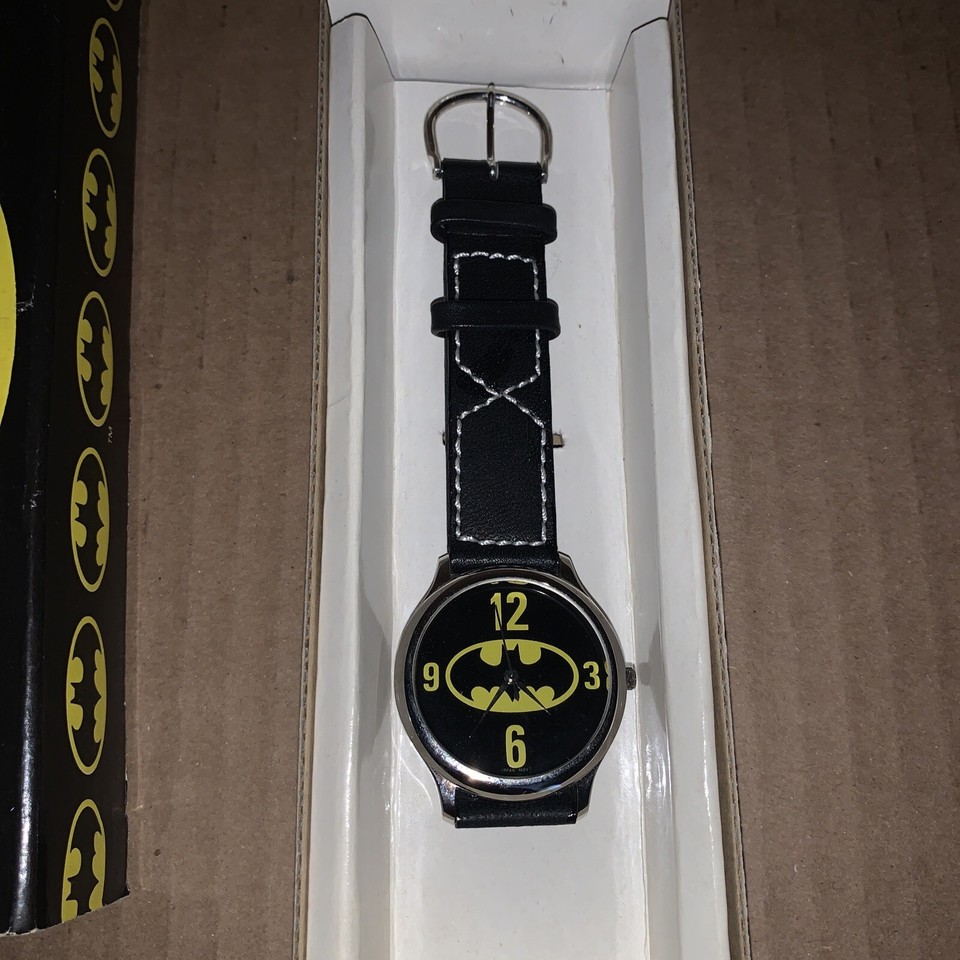 BATMAN WRIST WATCH FOSSIL 1989 DC Comics Orig Box Black Band BA6305 NIB ...