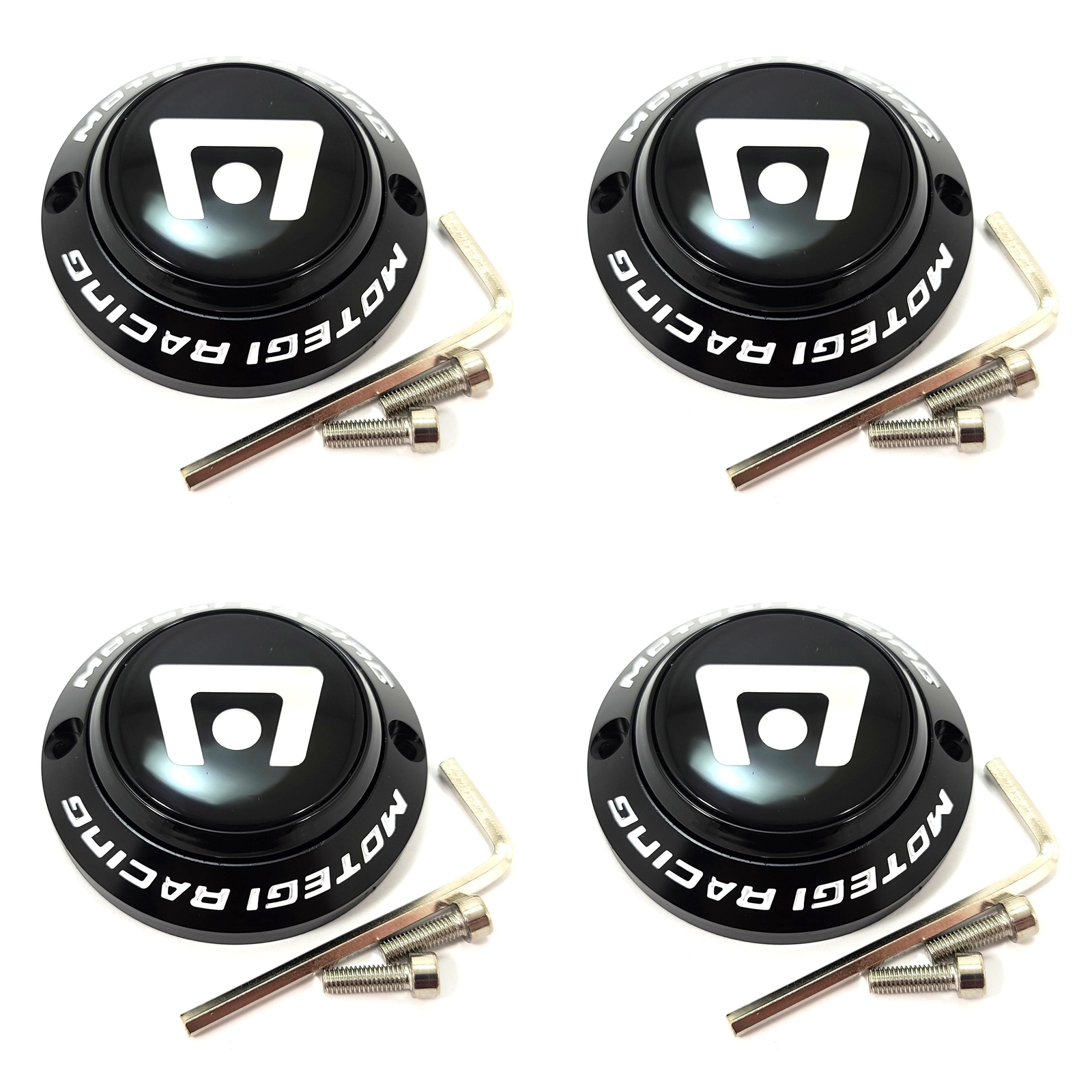 4 Motegi Racing Black Center Caps for 4/5L MR127 CS10 MR119 Rally Cross ...