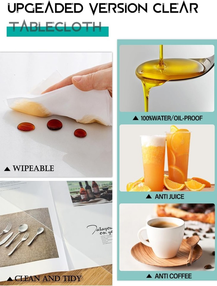 16X32 Inches Clear Office Desk Pad Mat Blotter Vinyl Table Cover Wood ...