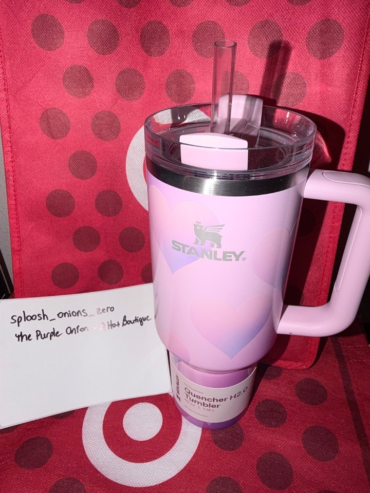 Valentines Stanley 40 Oz Powder Pink Heart Gradient Quencher H2.O ...
