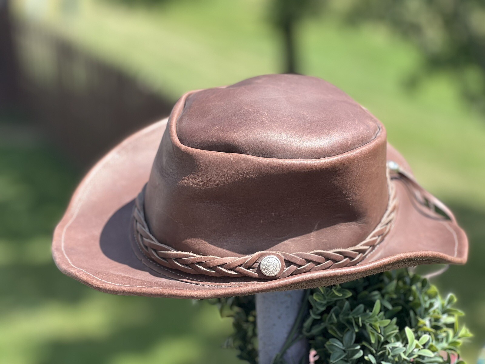 LEATHER OUTBACK HAT ~ Aussie Cowboy Bush Style in BRO… - Gem
