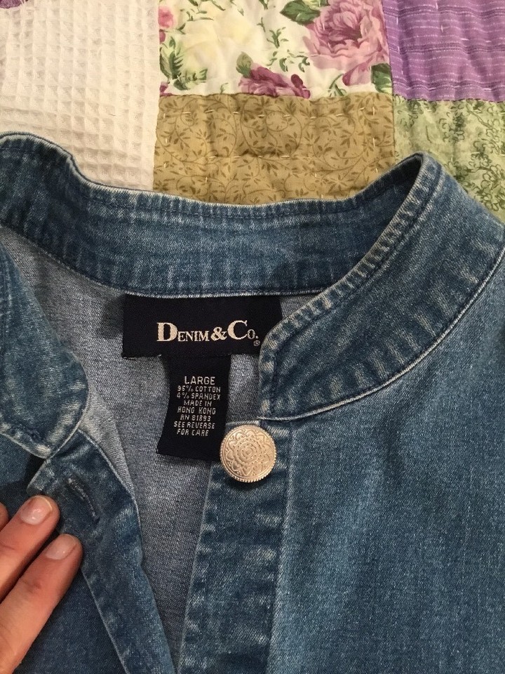 Women’s Denim &Co Light Dressy Denim Jacket Soft Blue Large | eBay