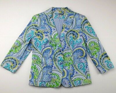 BUSHWACKER PAISLEY PRINT MULTI-COLOR 3/4 SLEEVE BLAZER WOMEN'S SIZE ...