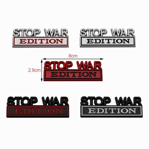 2pc Chrome/Red STOP WAR EDITION Emblems Fender Badge Car Truck Decal ...