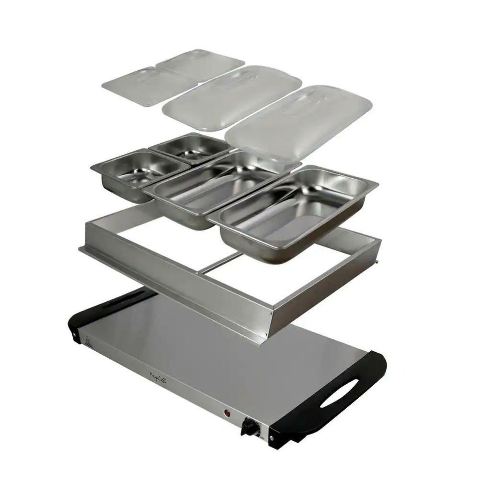 MegaChef Warming Tray Stainless Steel Non-Stick Interior Rectangle 3 ...