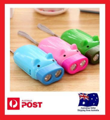 Hand Pressing Power TWO LED Pig Flash Light Flashlight Wind-up Dynamo ...