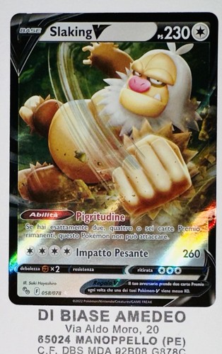 Pokemon Slaking V Full Art 058/078 Pokemon Go Italian NM/Mint | eBay