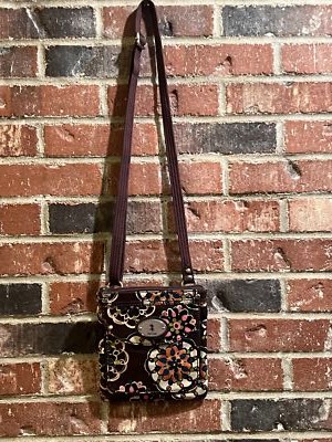 FOSSIL KEY-PER FLOWERS CROSSBODY MESSENGER SHOULDER PURSE HANDBAG BAG ...