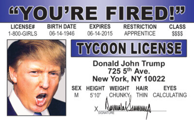 President Donald Trump TYCOON LICENSE - New York Drivers License FAKE ...