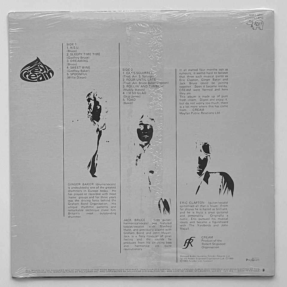 SEALED!! Vtg CREAM Album FRESH CREAM Record 1983 PRESSING Vinyl Lp ERIC ...