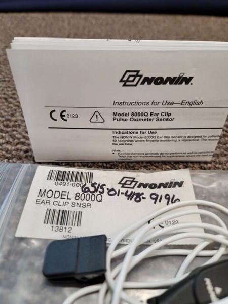 Nonin 8000Q2 Reusable Ear Clip Pulse Oximetry Sensor - Black for sale ...