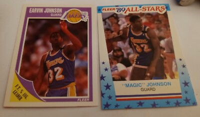 (2) MAGIC JOHNSON NBA Cards 1989-90 Fleer #77 & 1989-90 All-Stars ...