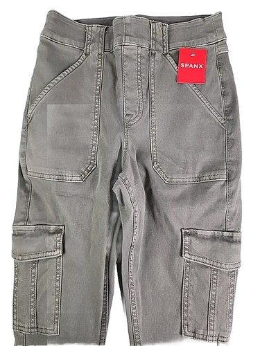 Spanx Cargo Pants Women’s Small Stretch Twill Ankle Gray Desert Dune ...