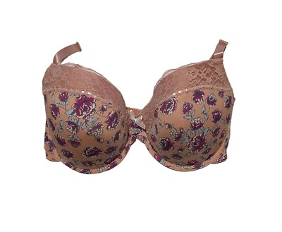 Love Affair Pink Floral Lightly Padded Bra Underwire Ribbon & Lace Size ...