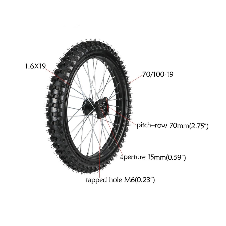 19" Front Wheel 70/100-19 Tire Rim Axle For Pit Bike SSR 150cc 200cc ...