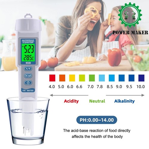 3 in 1 PH Monitor Water Quality Tester Pen Type pH EC TEMP Acidometer ...