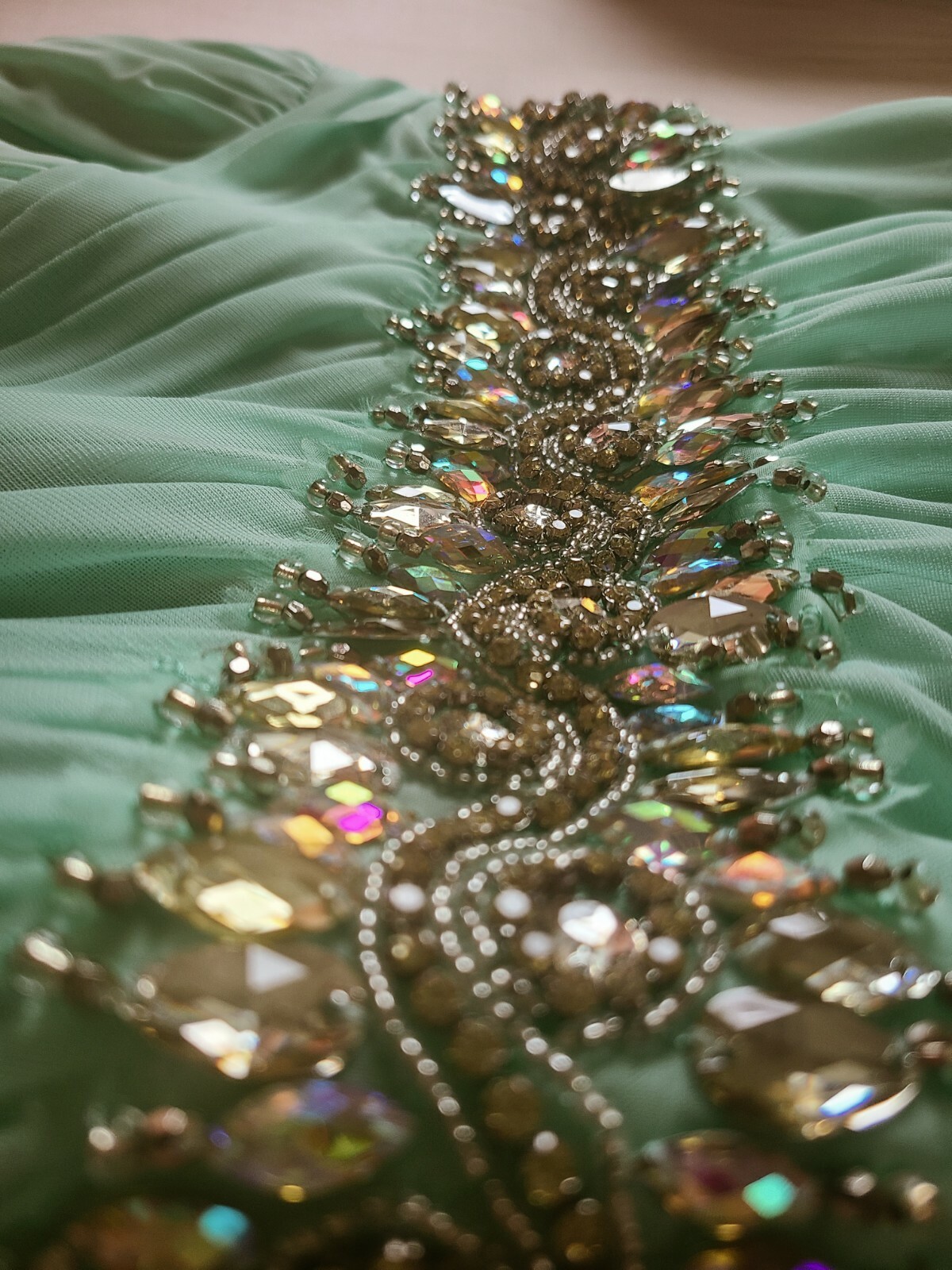 Aqua strapless Prom/formal Rhinestone Petite Dress - Gem