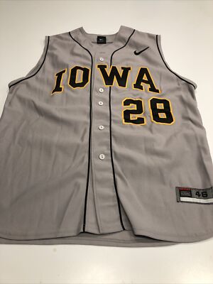 Game Worn Used Iowa Hawkeyes Baseball Jersey Nike Vest Size 46 #28 | eBay