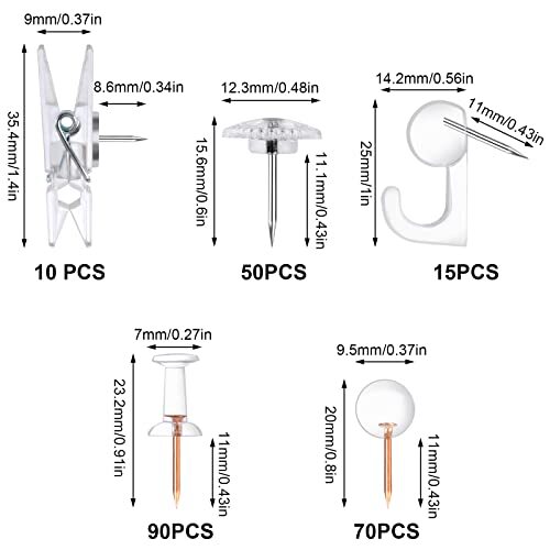 Utron 235 Pcs Push Pins Set Clear Push Pins Thumb Tacks Tacks Push Pins ...