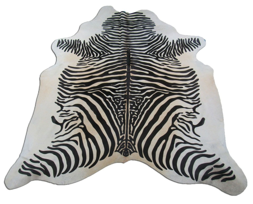 Zebra Cowhide Rug Size: 7' X 6' Zebra Print Brazil Cow Hide Rug | eBay