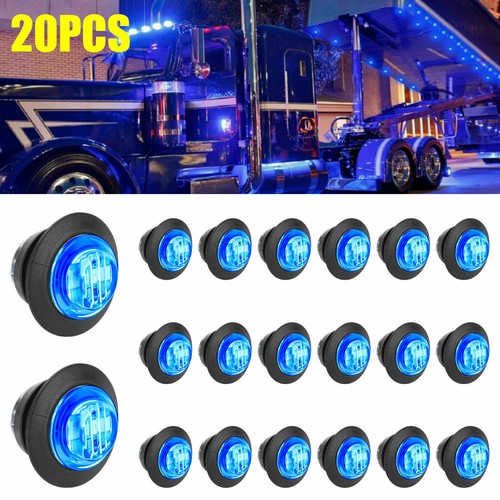 20X 12V Blue 3/4" Marker Lights LED Round Side Bullet Light for Truck ...