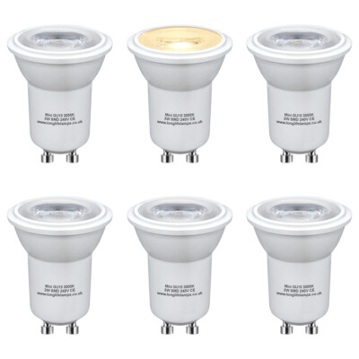 6 x Mini GU10 LED Replacement Halogen Light Bulbs 35mm Small GU10 35W ...