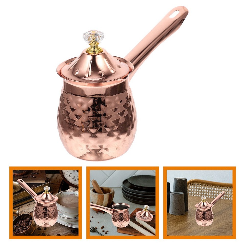 Stainless Steel Turkish Coffee Pot Small Pot With Rose Handle 600 ml ...