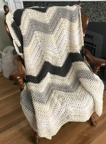 Handmade Crochet Chevron Ripple Chunky Throw Baby Blanket Afghan ...