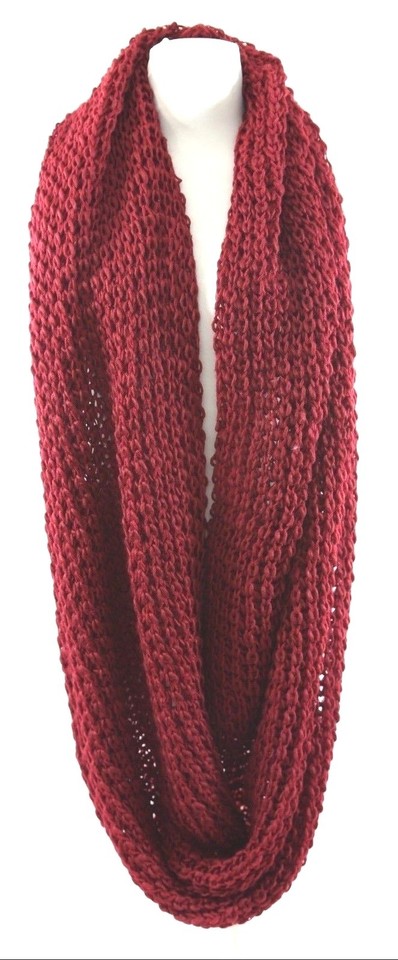 Chunky Deep Red Burgundy Thick Super Soft Warm Infinity Winter Scarf ...