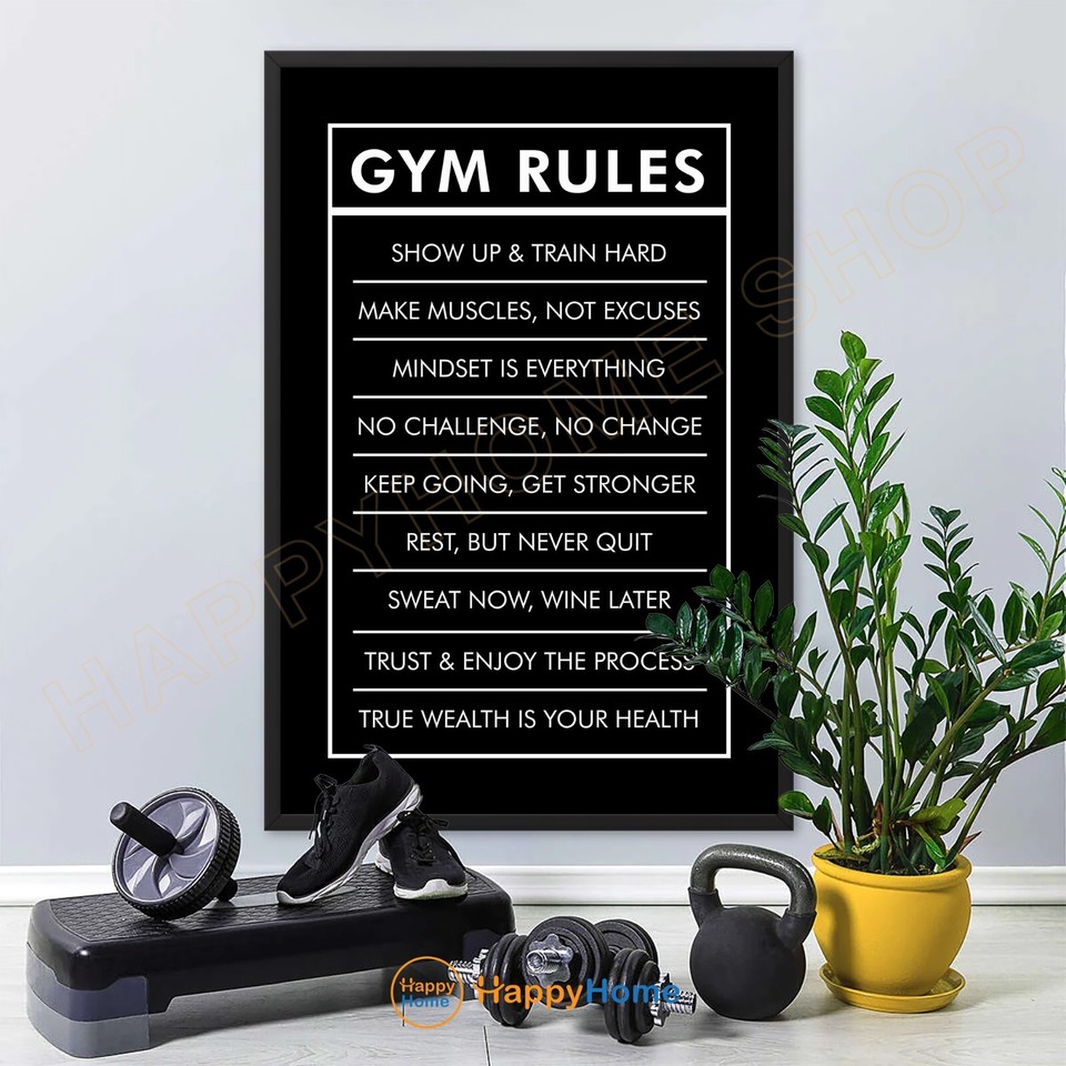 Gym Rules Wall Art Home Gym Sign Decor Workout Room Gym Fitness Prints ...