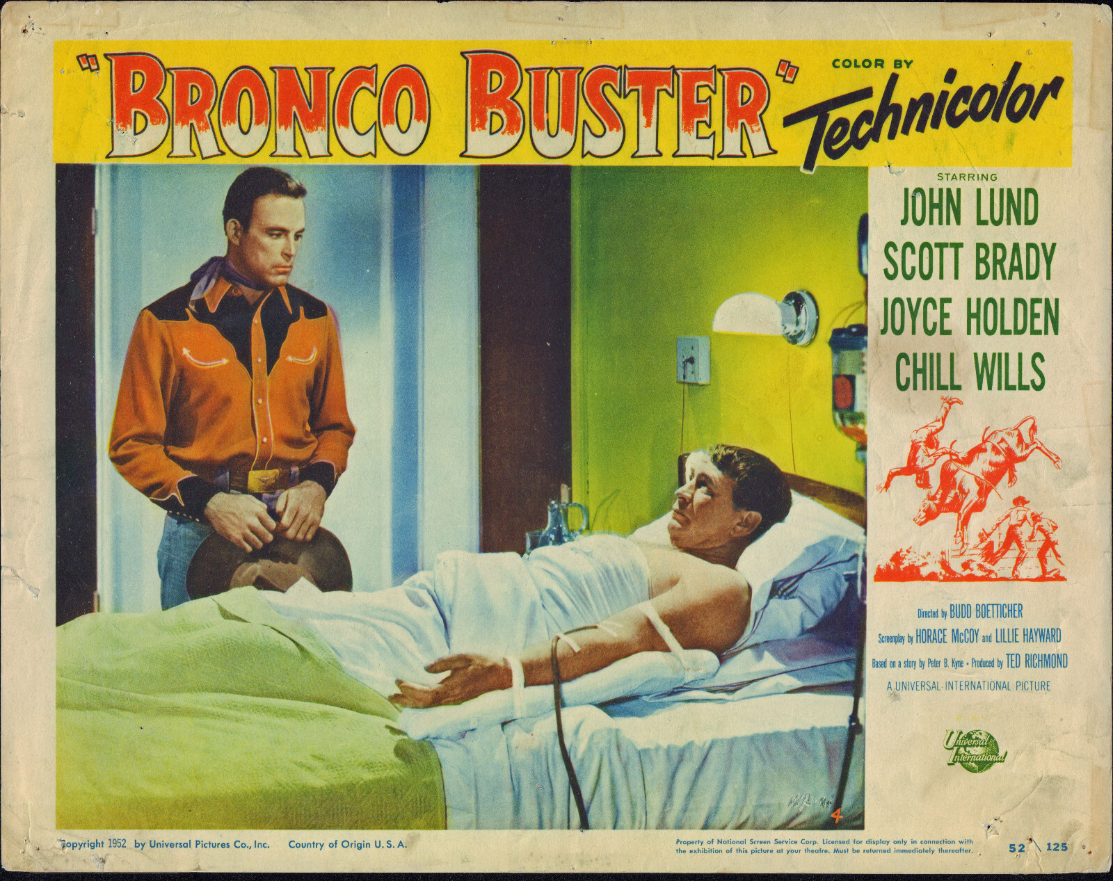 BRONCO BUSTER original1952 lobby card RODEO movie poster SCOTT BRADY ...