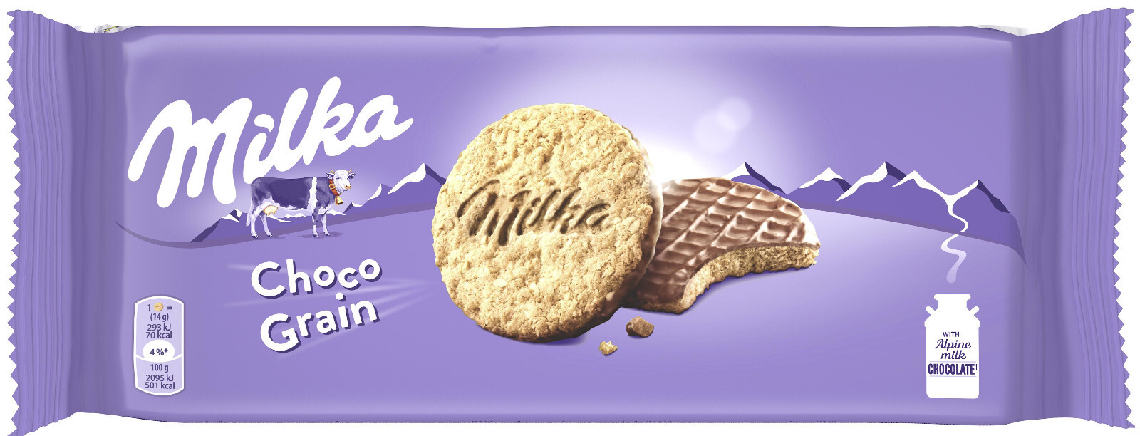 3 x MILKA CHOCO GRAINS Wholegrain Cookies with Alpine Milk Chocolate ...