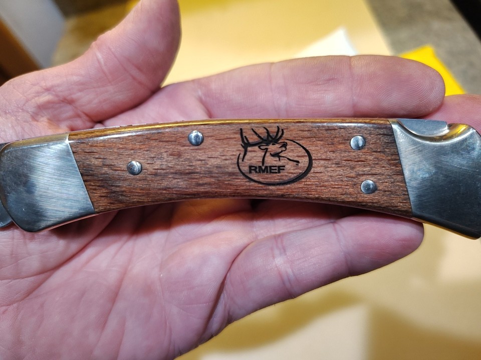Rare Buck 110 Rocky Mountain Elk Foundation Knife RMEF Folding Blade ...