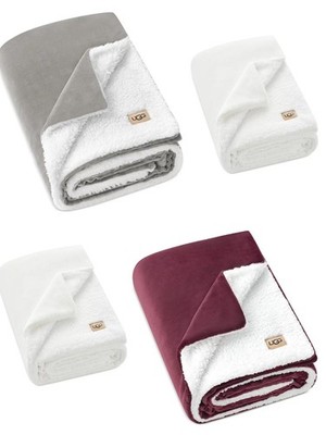 NEW UGG® Avery Reversible Throw, 50" X 70" Choice Snow/Wild Grape/Seal ...