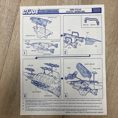 Hasbro 1988 Cobra, Stellar Stiletto, Instructions and blueprints, G.I ...