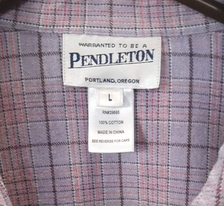 Pendleton Women Purple Pink Plaid Flannel Button Up Shirt Top 100% ...