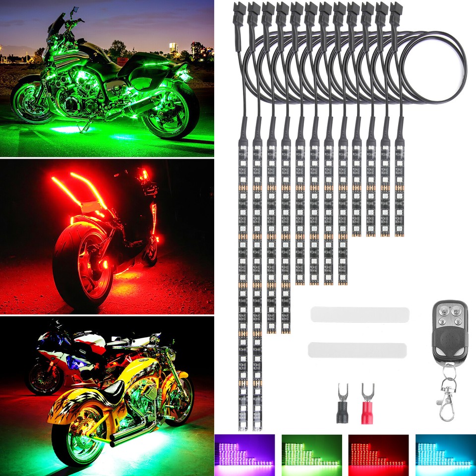 12x Motorcycle RGB LED Underglow Strip Lights For Harley Electra Glide ...