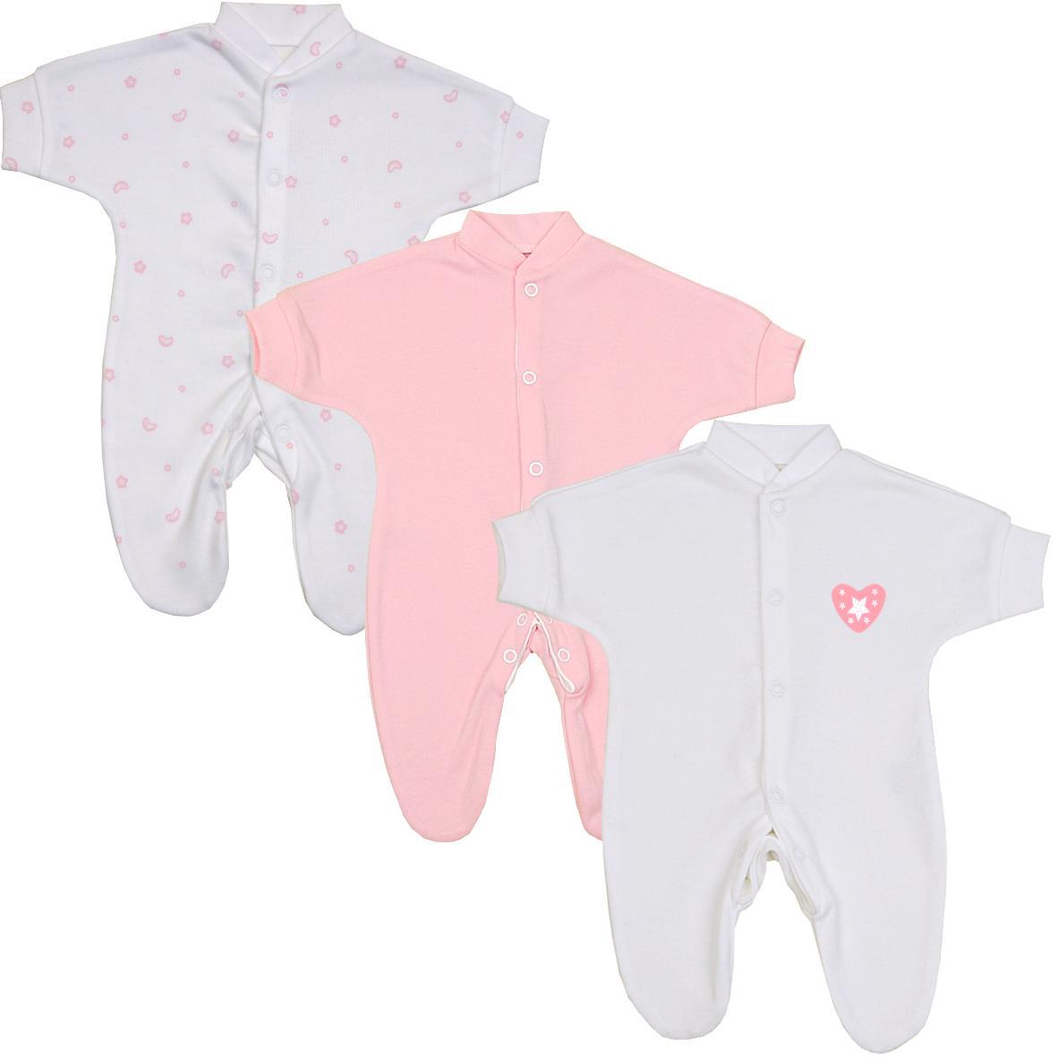 BabyPrem Premature Baby Clothes 3 Pack Sleepsuits Babygrow All-in-Ones ...