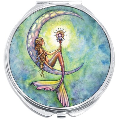 Mermaid Crescent Moon Compact with Mirrors - Perfect for your Pocket or ...
