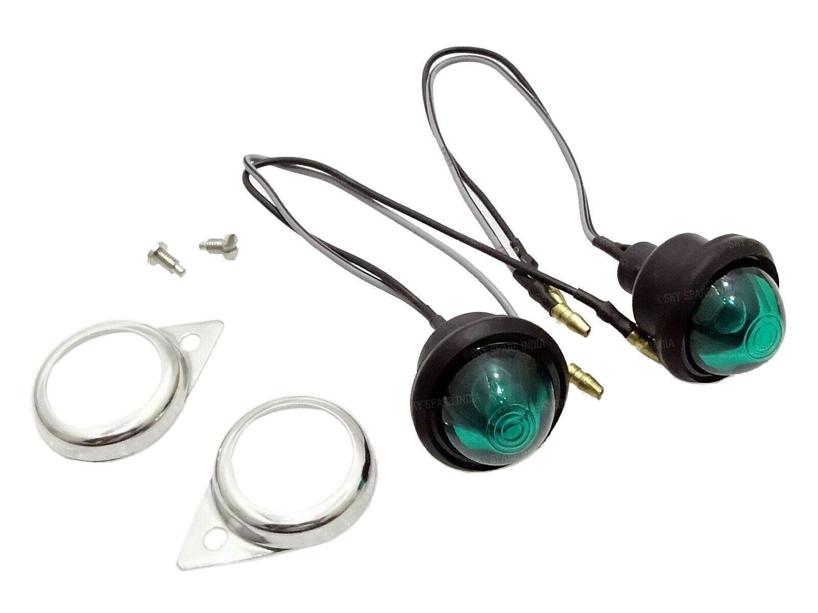 Green Pilot Lamp For Royal Enfield Bullet Pilot Light & Chrome Ring Set ...