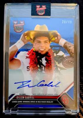 DILLON GABRIEL RC AUTO 2023 Bowman U NOW 28/49 Autograph On-Card Blue R ...