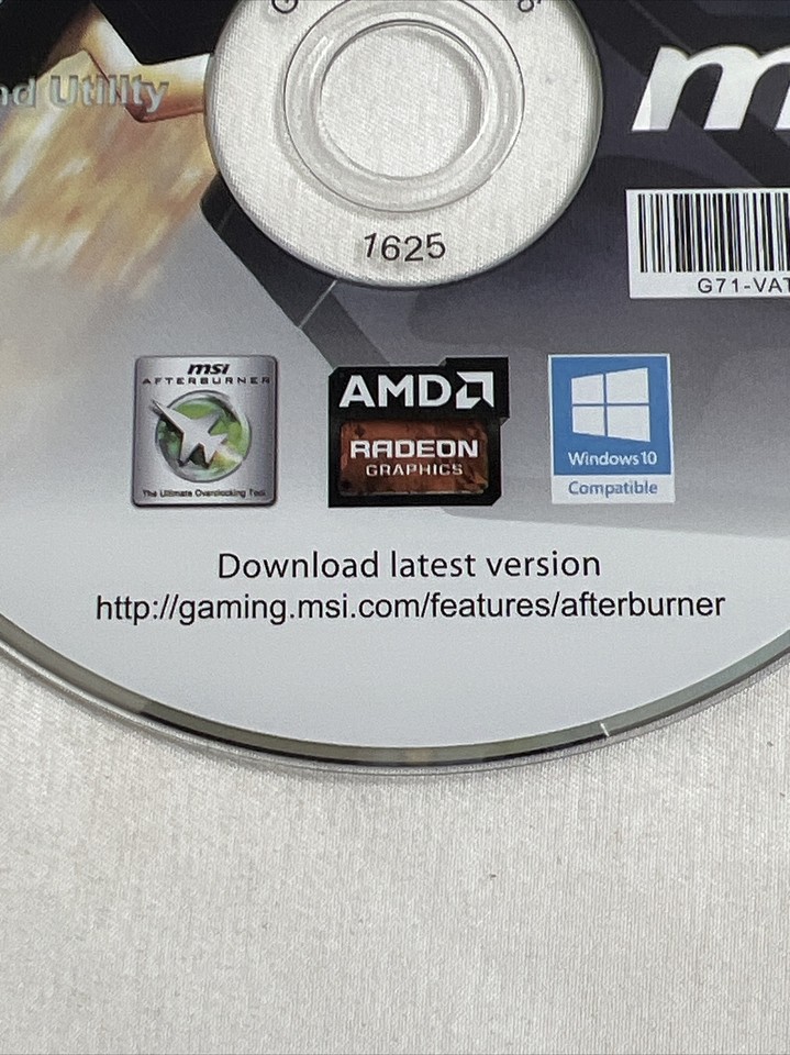 MSI NVIDIA AFTERBURNER Drivers and Utilities DVD Disc G71-VNA1018-N56 ...