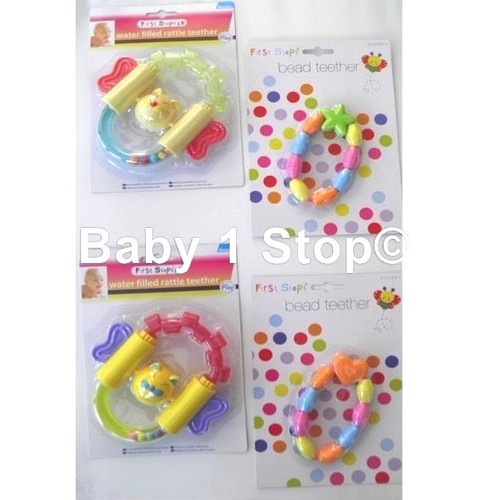 Set of 2 - Baby Water Filled Teether & Teether Teething Ring Set 6 ...
