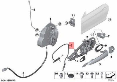 Genuine BMW F34 F36 318d Bowden Cable Outside Door Handle Front ...