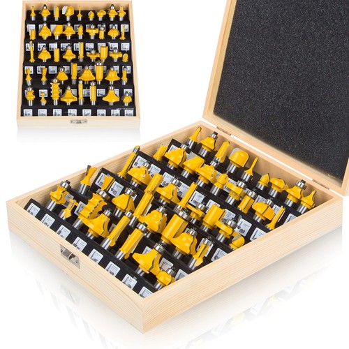 LEATBUY 43 PCS Router Bit Set 1/2-Inch Shank, Panel Cabinet Door Router ...