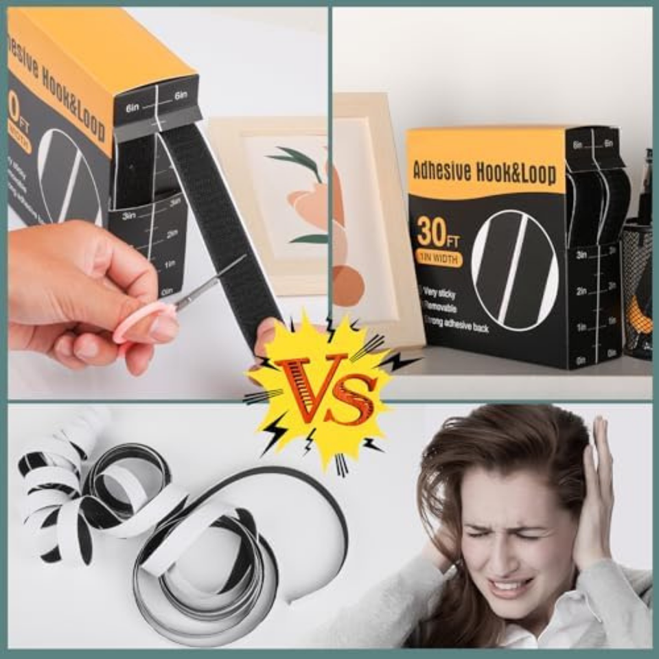 30Ft X 1 Inch Hook and Loop Strips with Adhesive, Double Rolls of Heavy ...